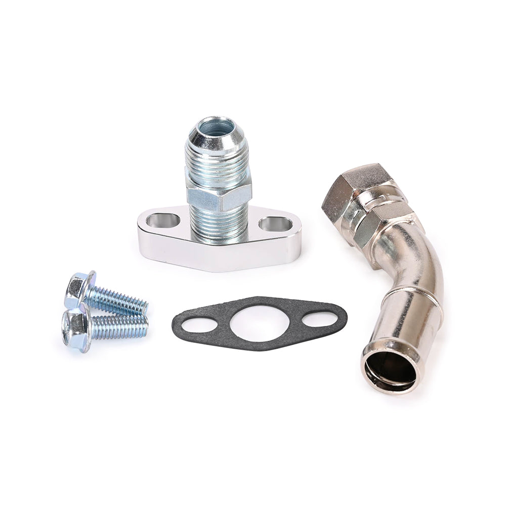 45Deg 3/4" Turbo Oil Return Barb Fitting Kit TB25 TB28 GT25R GT28R GT3 ...